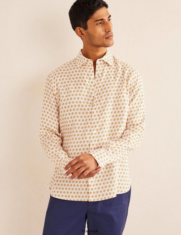 Boden Men Cutaway Collar Linen Shirt 644HFZ3511 Harvest Gold Sun ...