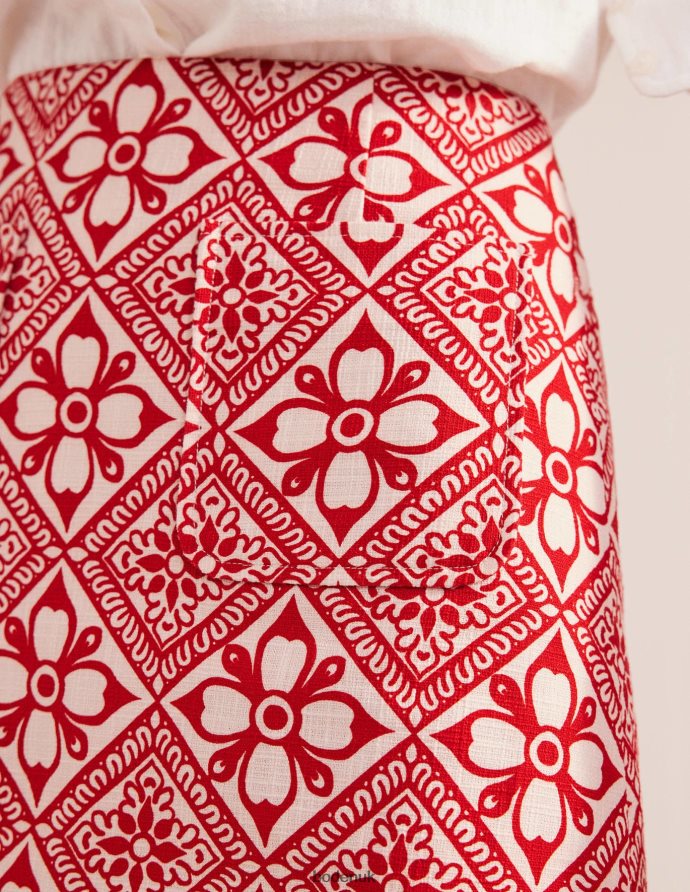 Boden Women Textured A-Line Mini 644HFZ1225 Poinsettia & Block Pome ...